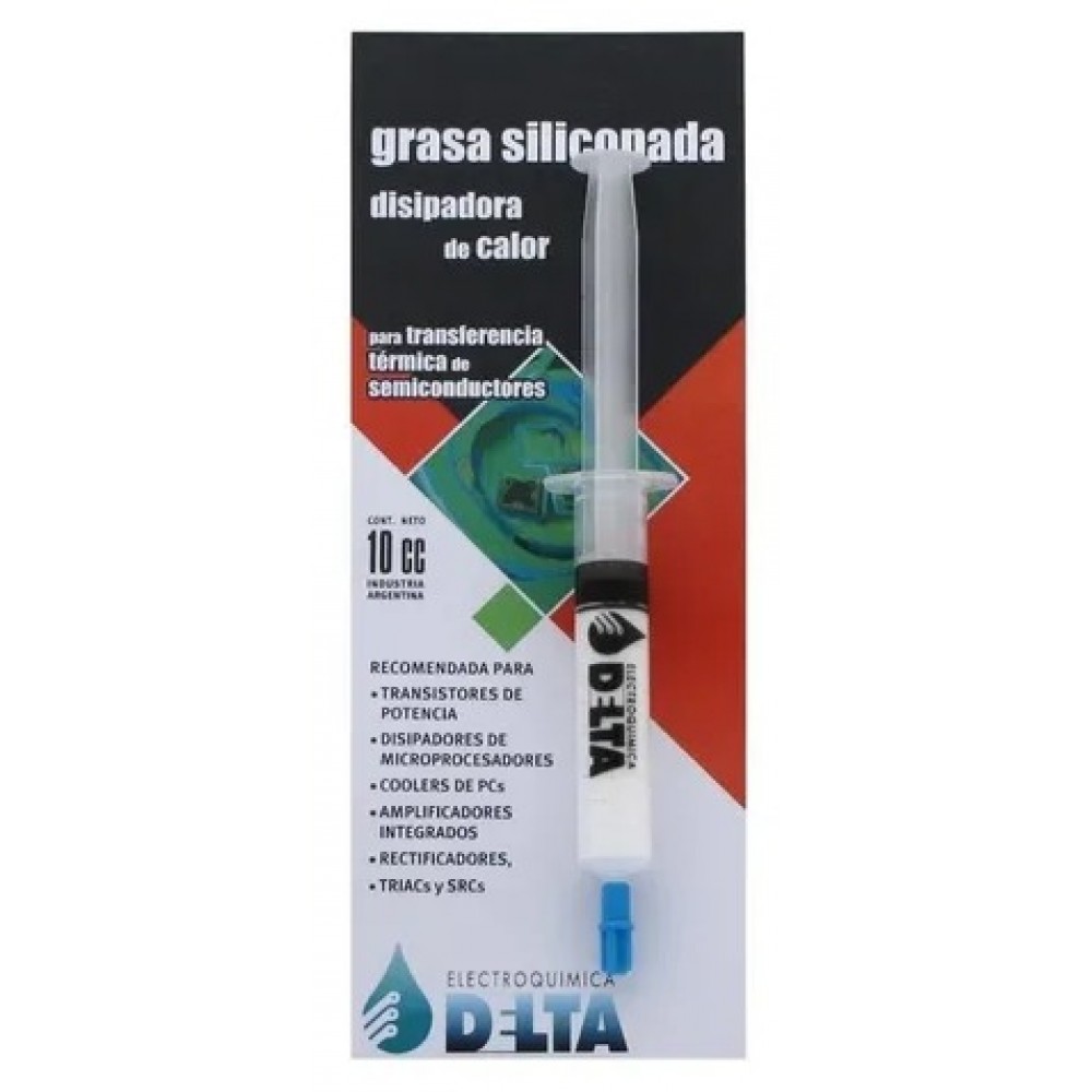 Grasa siliconada - Pasta térmica blanca disipadora de calor en jeringa - 10CC - Delta